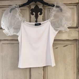 The Moon | Tops | Nwt The Moon White Top With Sheer Puff Shoulder ...